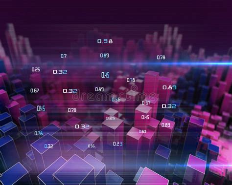 3d Abstract Infographic With Color Columns And Blurred Lines Futuristic Geometric Analyze Data