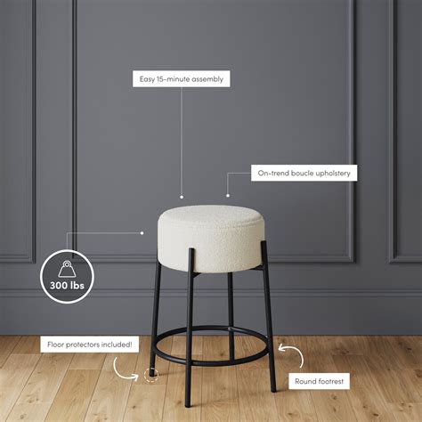 Isaac Round Mid Century Backless Fabric Bar Stool Nathan James