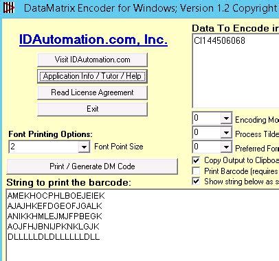 DataMatrix Encoder For Windows Only Shows Text For The Barcode