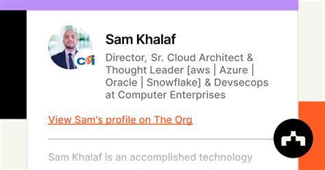 Sam Khalaf Director Sr Cloud Architect And Thought Leader Aws Azure Oracle Snowflake