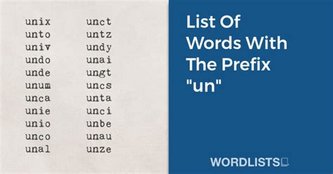 List Of Words With The Prefix Un