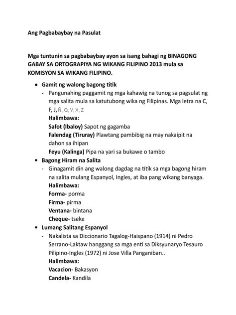 Ang Pagbabaybay Na Pasulat Pdf
