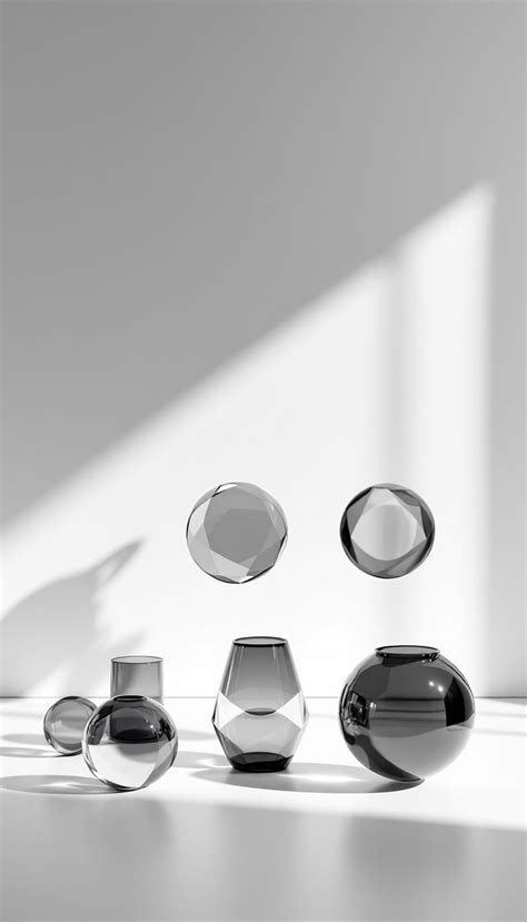 Free Floating Glass Spheres Image Minimal Geometric Glass