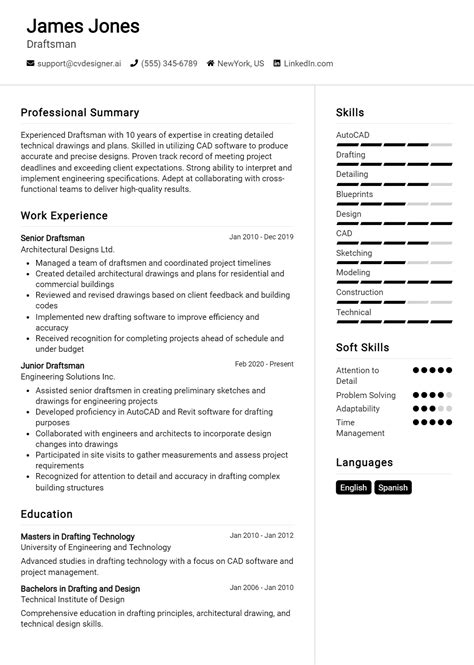 15 Draftsman Resume Examples And Templates For 2025 Resumedesignai