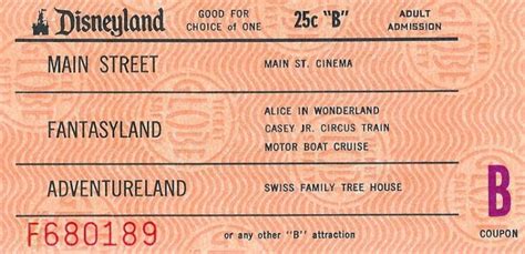 Vintage Disneyland Tickets The A B C D E Rides And Attractions At The