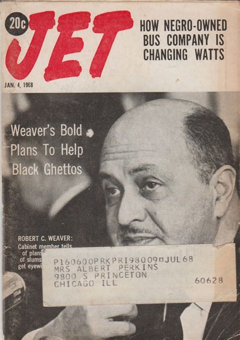 Jet January 4 1968 Robert C Weaver Magazine Jet Jan 1968