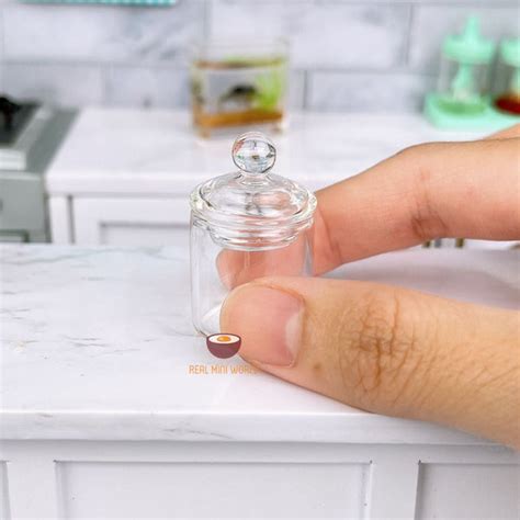 Miniature Modern Glass Jar With Glass Lid Mini Cooking And Baking Shop Real Mini World