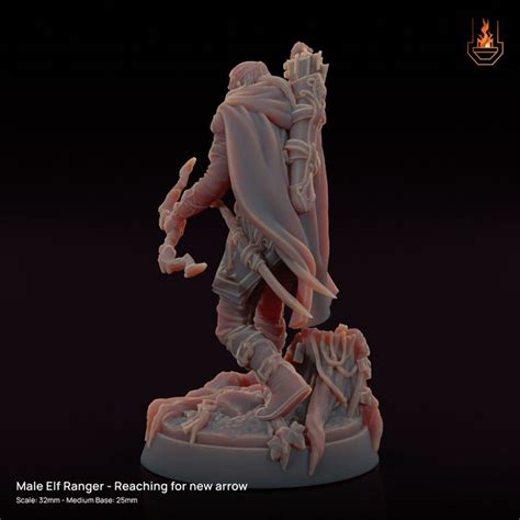 3d Printable Male Elf Ranger Reaching For A New Arrow [supported] By