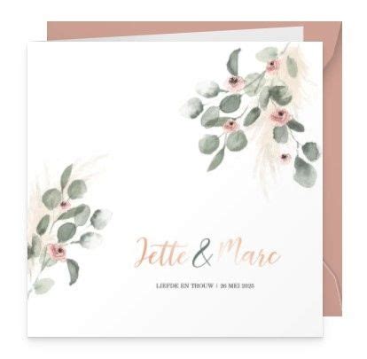 Botanische Trouwkaart Maken Met Folie Trouwkaart Kaarten Folie