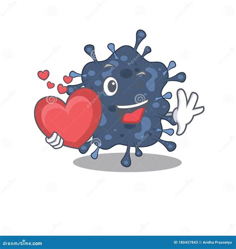 A Sweet Bacteria Coccus Cartoon Character Style With A Heart