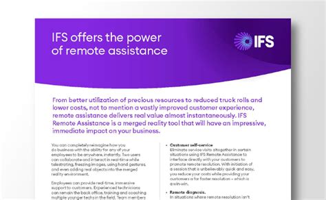 Ifs Remote Construction Assistance Solutions Factsheet Ifs
