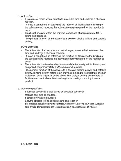 Active Site Absolute Specificity And Stereo Specificity Pdf Enzyme