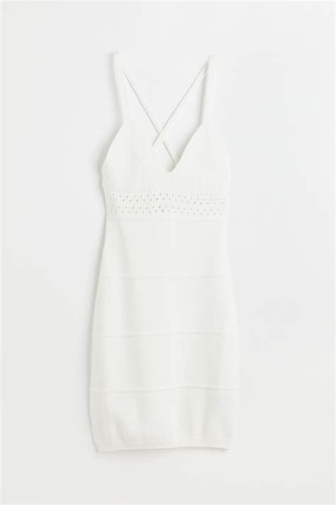 שמלת סריג מכותנה לבן Ladies Handm Il