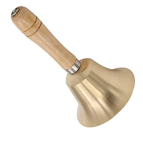 Extra Loud Bell Small Hand Bell Solid Brass Call Bell With Wooden