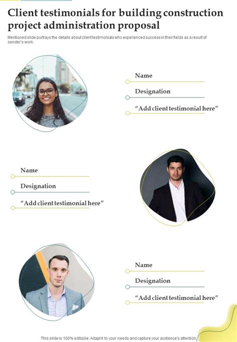 Client Testimonials For Building Construction Project Administration Proposal One Pager Sample