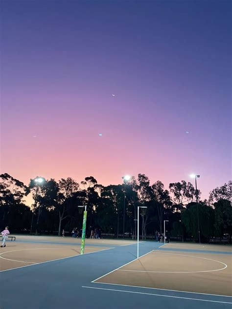 This Is Such A Pretty Picture At The Netball Courts In 2024 Netball Netball Pictures Sunset