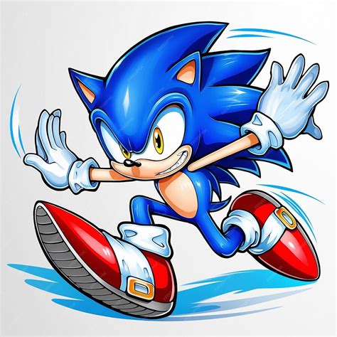 Cartoon Sonic White Background Premium Ai Generated Image