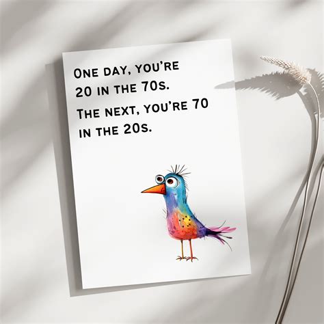 70th Birthday Card Funny 70th Birthday Card Happy 70th Card Bird