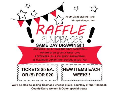 Raffle Drawing Fundraiser 8th Grade Travel Group Tillamook Chamber Of Commerce