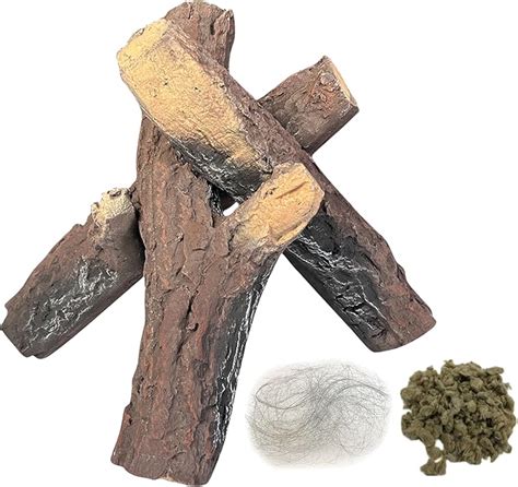 Mrgas 3 Pcs Ceramic Fireplace Logs Decoration Gas Log For