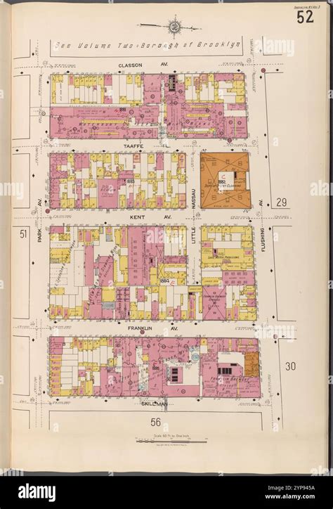 Brooklyn V 3 Plate No 52 Map Bounded By Classon Ave Flushing Ave