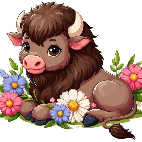Premium Vector Cute Bison Vector Cartoon Illustration
