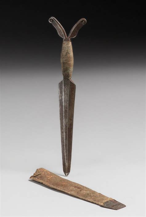 At Auction Antique Hand Forged Iron Dagger And Sheath C1800s
