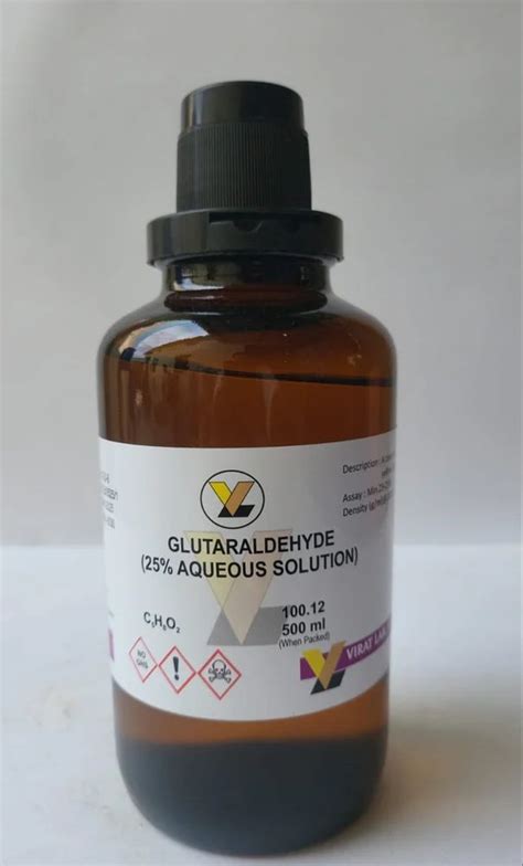 Glutaraldehyde 25 Aqueous Solution 500ml Packaging Type Glass