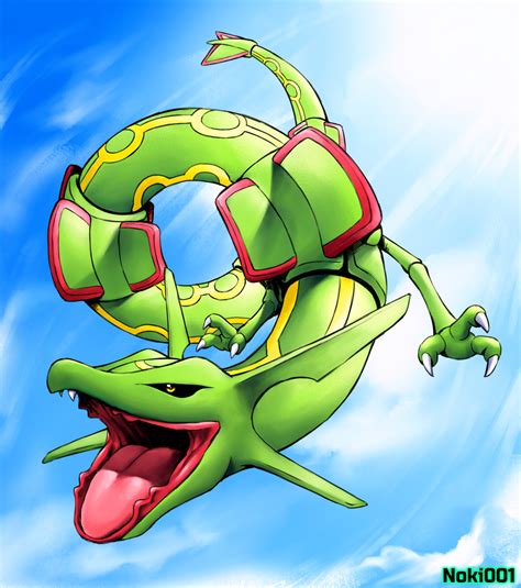 Soihtuss Rayquaza Nintendo Pokemon Highres Black Sclera Blue Sky