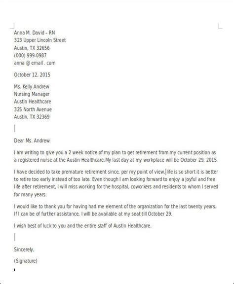 Retirement Resignation Letter Template With Sample