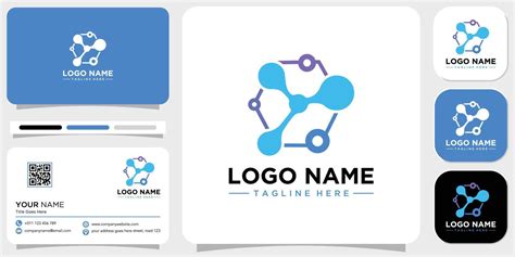 Vector Abstract Technology Logo Templates With Business Card Template