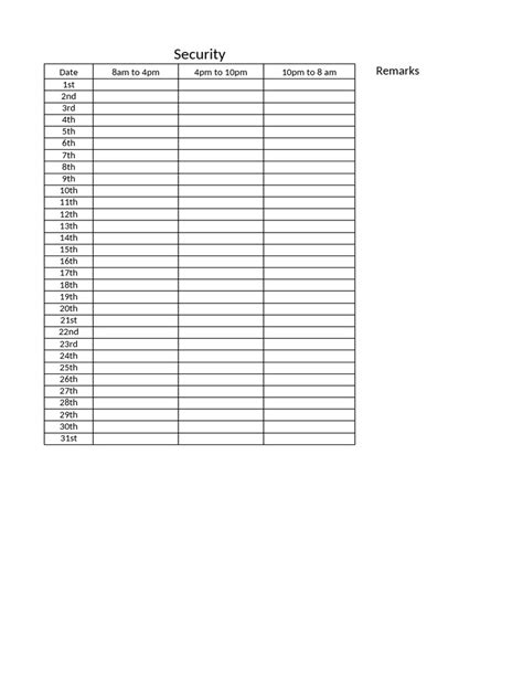 Duty Chart Pdf