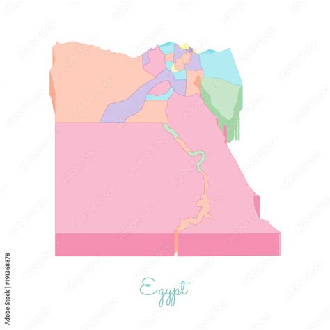 Egypt Region Map Colorful Isometric Top View Detailed Map Of Egypt