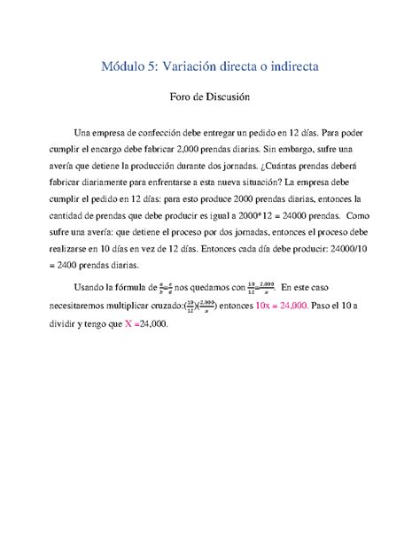 Módulo 5 Variación Directa E Indirecta En Situaciones Prácticas Studocu