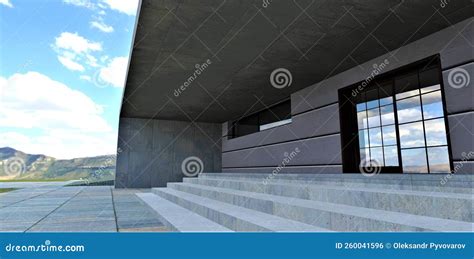 Porch Design Of A Luxury Country House Wide Monolithic Concrete Steps