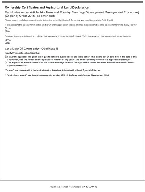 Fillable Online Certificates Under Article 14 Town And Country