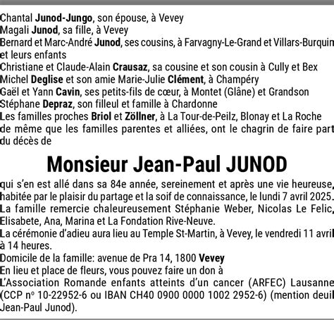Jean Paul Junod Hommages