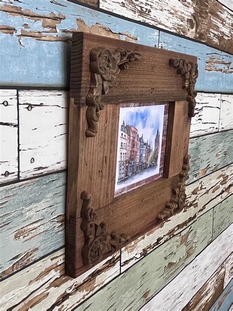 Solid Wood Handmade Rustic Farmhouse Picture Frame Wall Decor Vintage