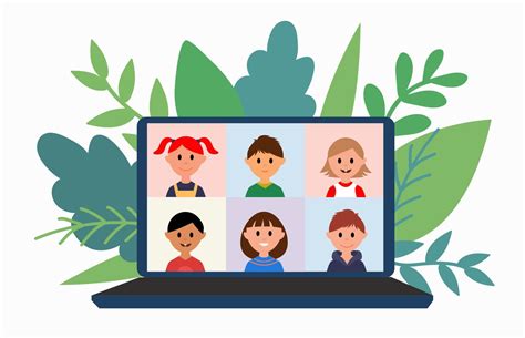 Online Learning Concept Zoom Lesson With Students Flat Style Vector