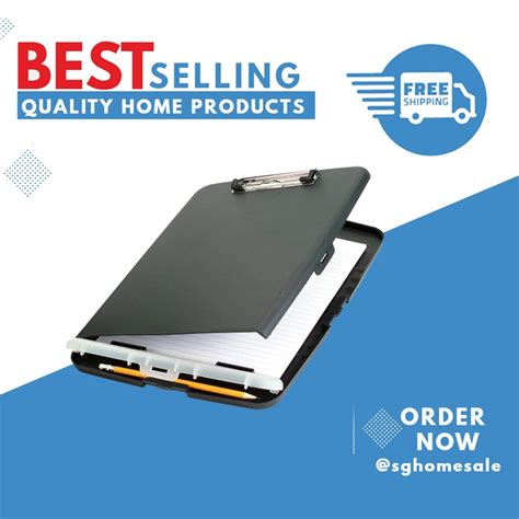 Officemate Slim Clipboard Storage Box Charcoal 83303 Computers