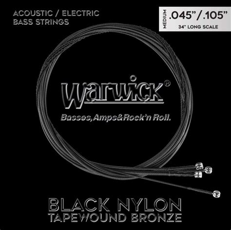 Warwick Black Nylon Tapewound Acoustic Electric Bass String Set