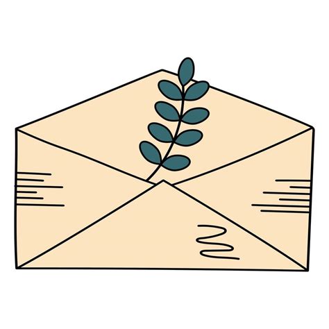 Doodle Envelope With Twig Postal Vintage Element Mail Icon 22942065