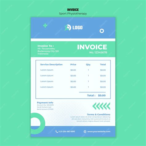 Premium Psd Sports Physiotherapy Invoice Template