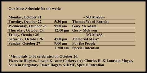 Mass Schedule Holy Redeemer
