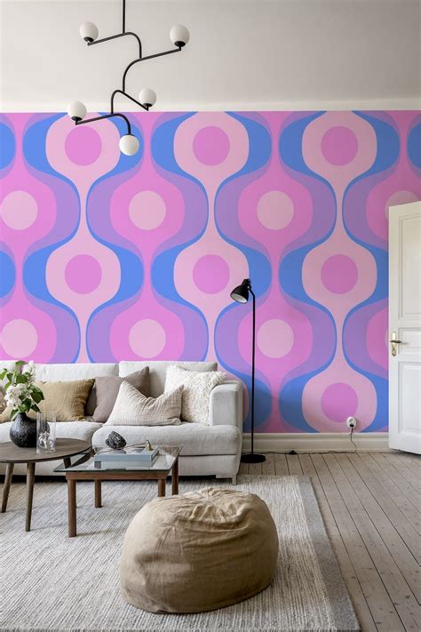Retro Vintage 70s Groovy Geometry Pattern Wallpaper Happywall Cute