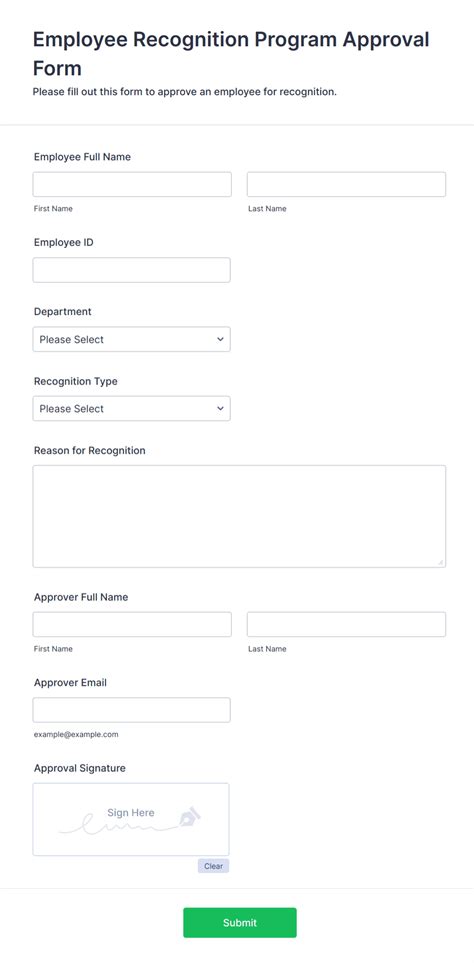 Employee Recognition Program Approval Form Template Jotform