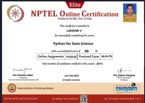 Lakshmi Venkatesh On Linkedin Python Datascience Iitm Nptel