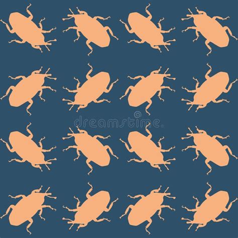 Seamless Pattern With Weevil Bugs Endless Background With Beetles