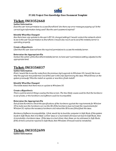 It 202 Project Two Knowledge Base Document Template I Would Also