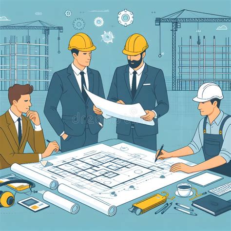 Building Construction Planning Engineer With Design Stock Illustration Illustration Of